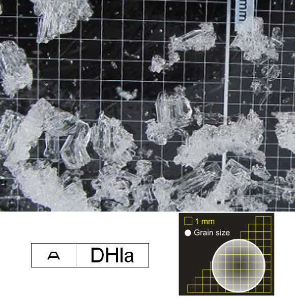Snow Grains Photo Gallery | Large striated crystals: [DHla3]